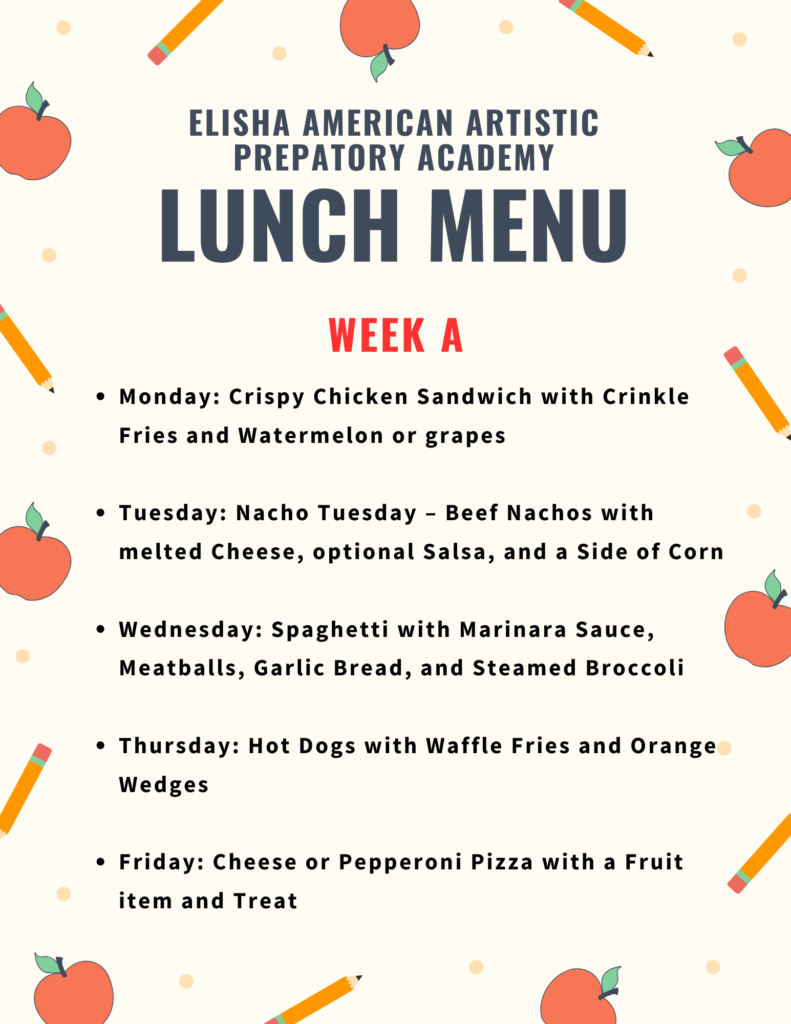 Lunch Menu - Elisha American Artistic Preparatory Academy